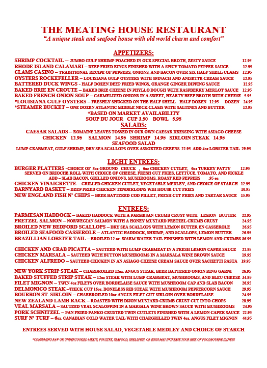 Local Steakhouse | The Meating House Menu | Drums PA