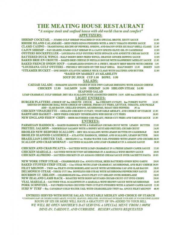 Local Steakhouse | The Meating House Menu | Drums PA