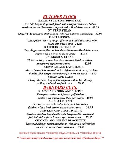 Local Steakhouse | The Meating House Menu | Drums PA